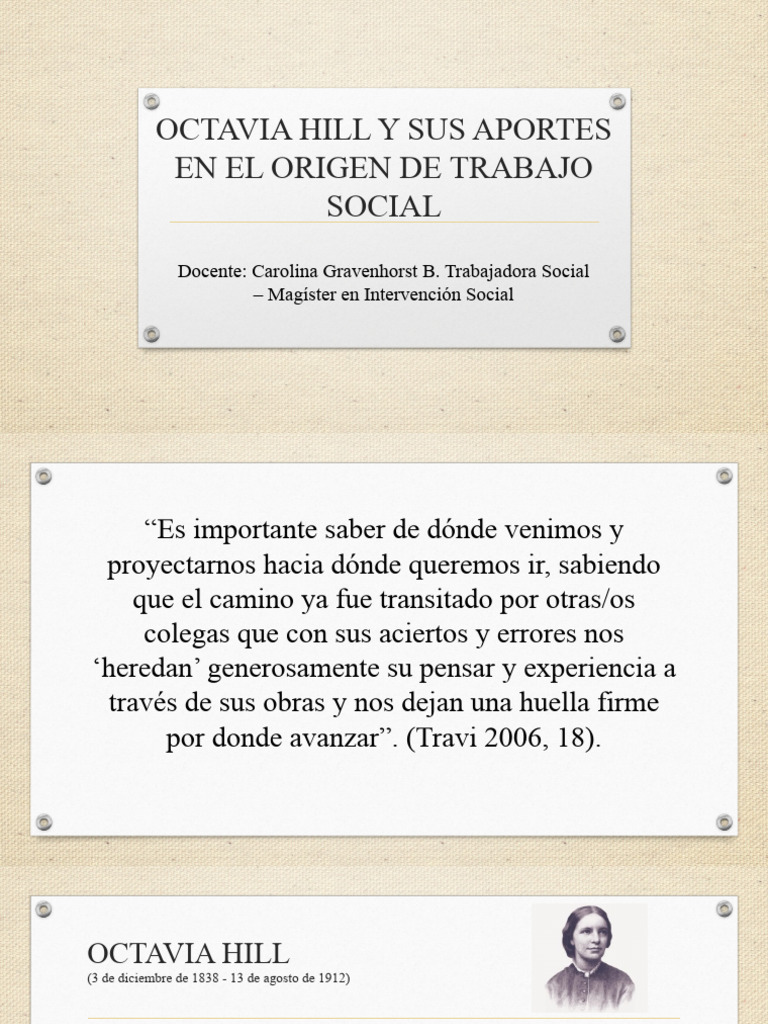 OCTAVIA HILL Y SUS APORTES EN EL ORIGEN | PDF | Trabajo Social | Pobreza
