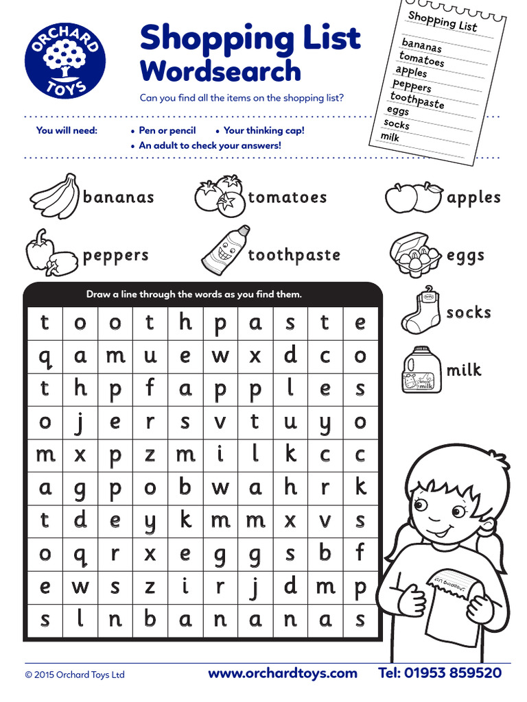Shopping List Wordsearch | PDF