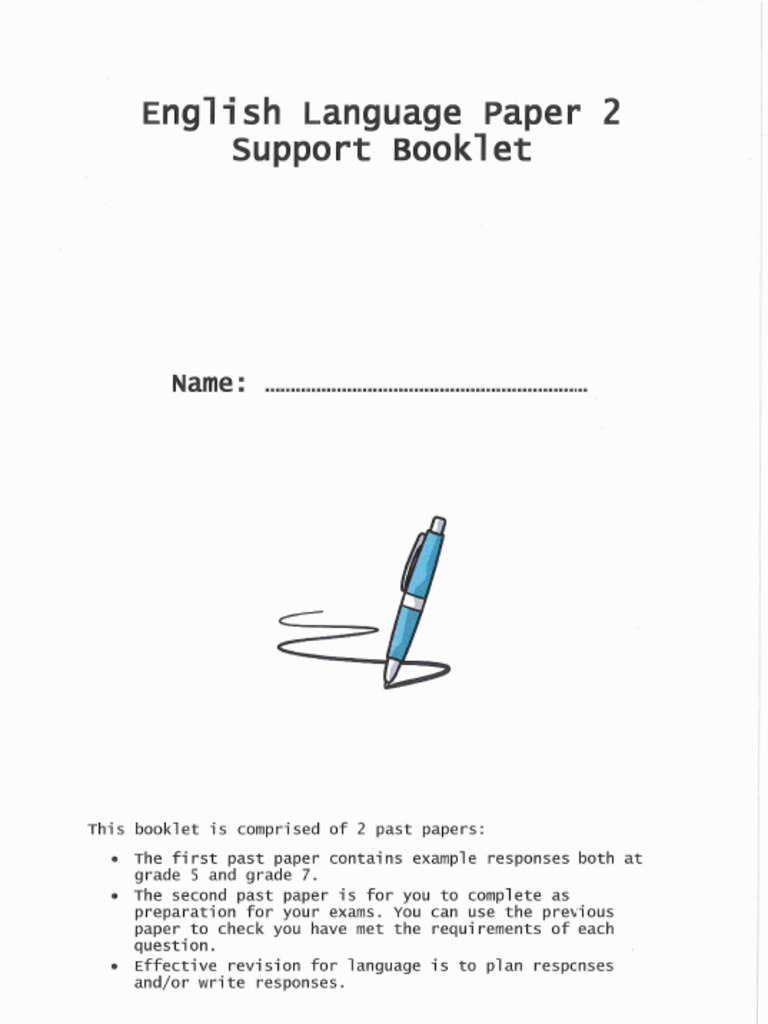English Language Paper 2 Preparation Booklet | PDF