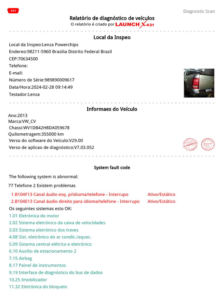 Diagnóstico VW_CV: Códigos B104E13 e B104F13 | PDF | Tecnologia e ...