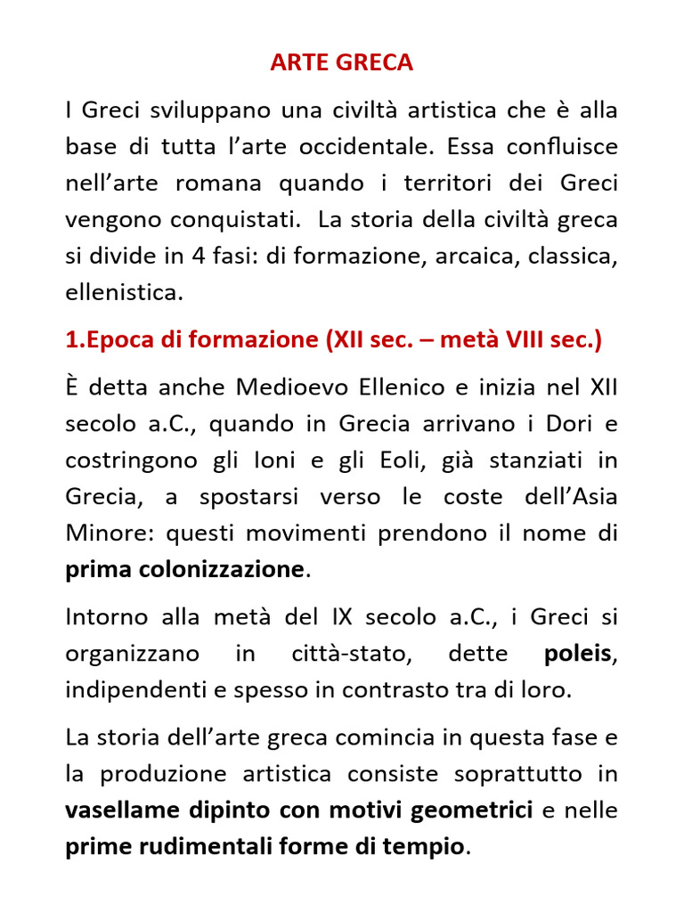 ARTE GRECA VASI E TEMPIO | PDF