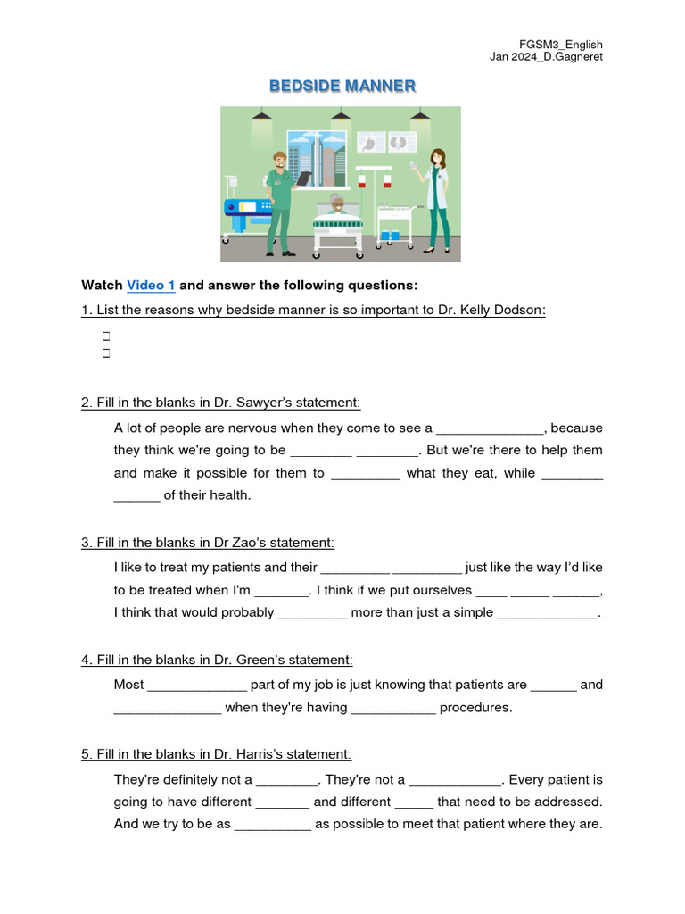 Bedside Manner - Worksheet | PDF