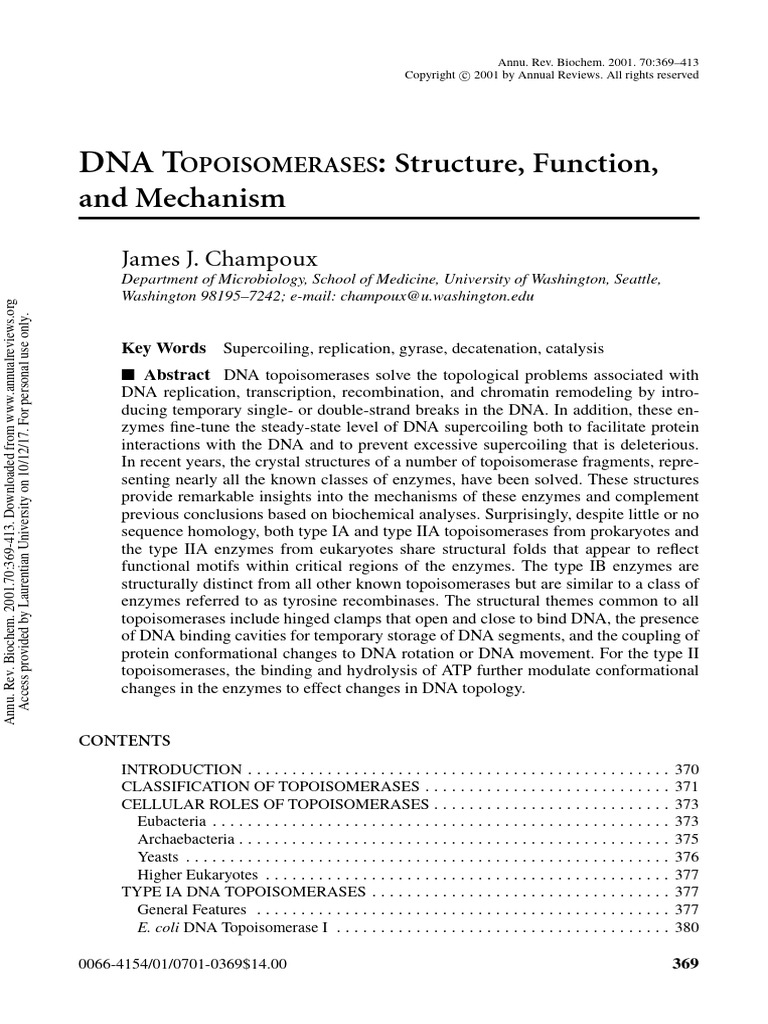 Topoisomerases | PDF | Dna Replication | Dna