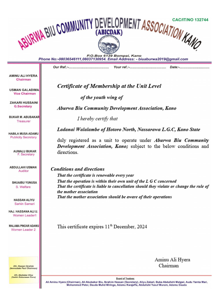 Certificate of Unit New | PDF