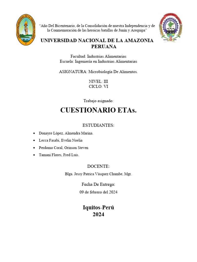 CUESTIONARIO ETAs. | PDF