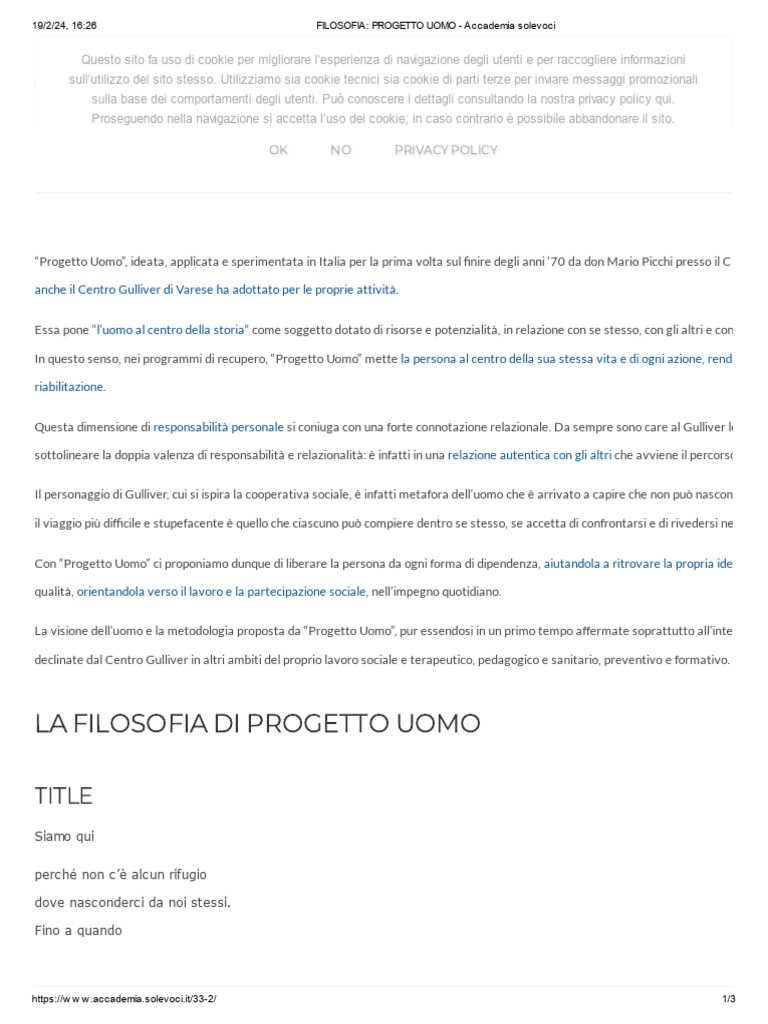 FILOSOFIA - PROGETTO UOMO - Accademia Solevoci | PDF