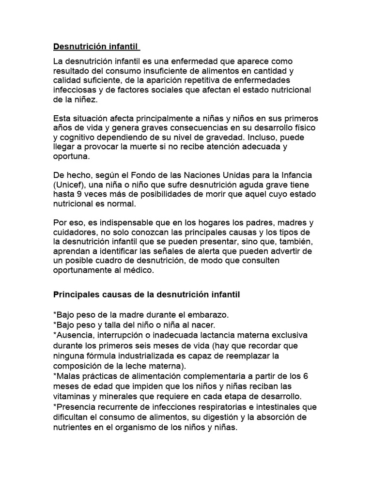 Desnutrición Infantil Pdf
