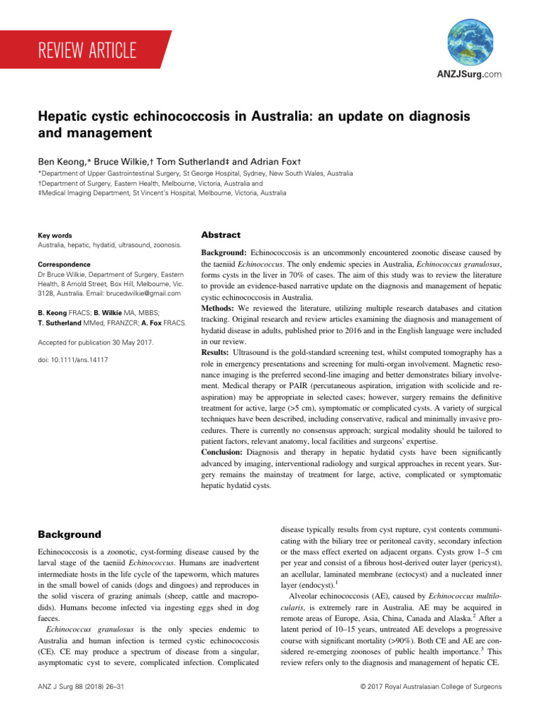 ANZ Journal of Surgery - 2017 - Keong - Hepatic Cystic Echinococcosis ...
