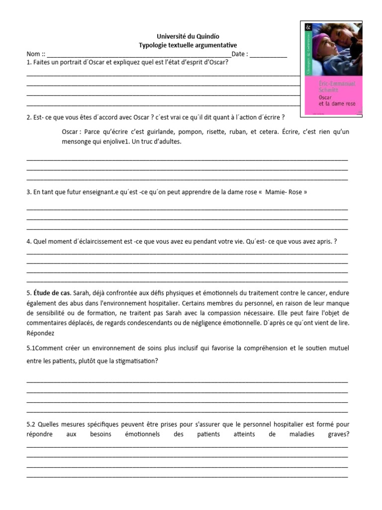 Examen 1. Oscar Et La Dame Rose. | PDF