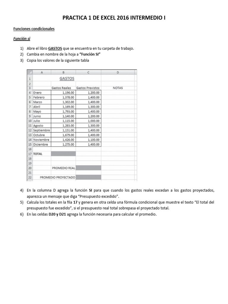 Practica 1 de Excel 2010 Intermedio I 30-05-2015 | PDF | Microsoft Excel | Informática