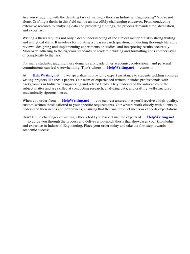 Sample Thesis Industrial Engineering | PDF