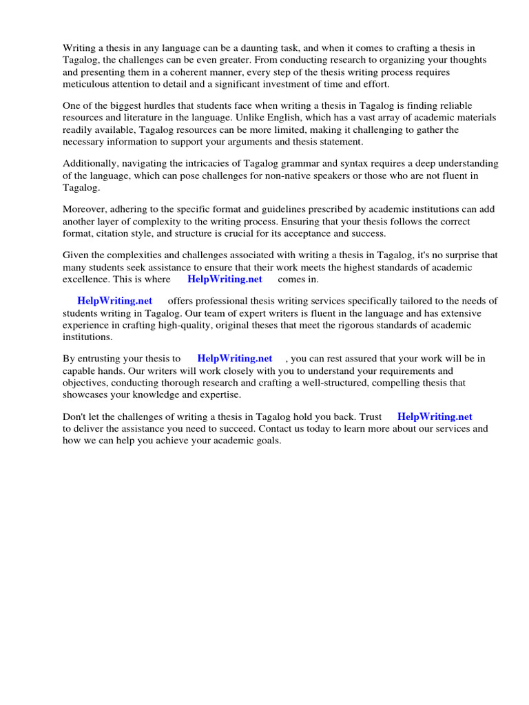Format NG Thesis Sa Tagalog | PDF