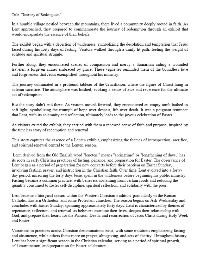 Lenten Exhibit: Journey of Redemption | PDF | Social Science