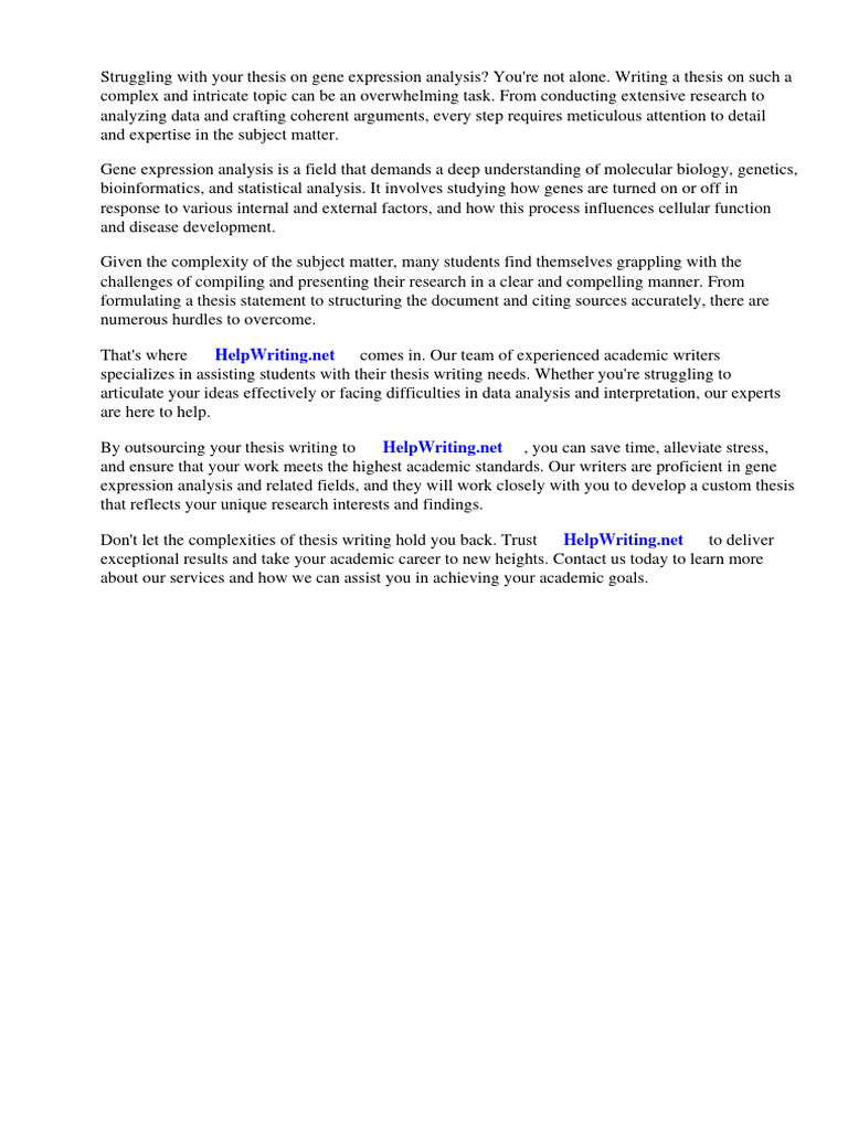 Thesis On Gene Expression Analysis | PDF | Gene Expression | Gene