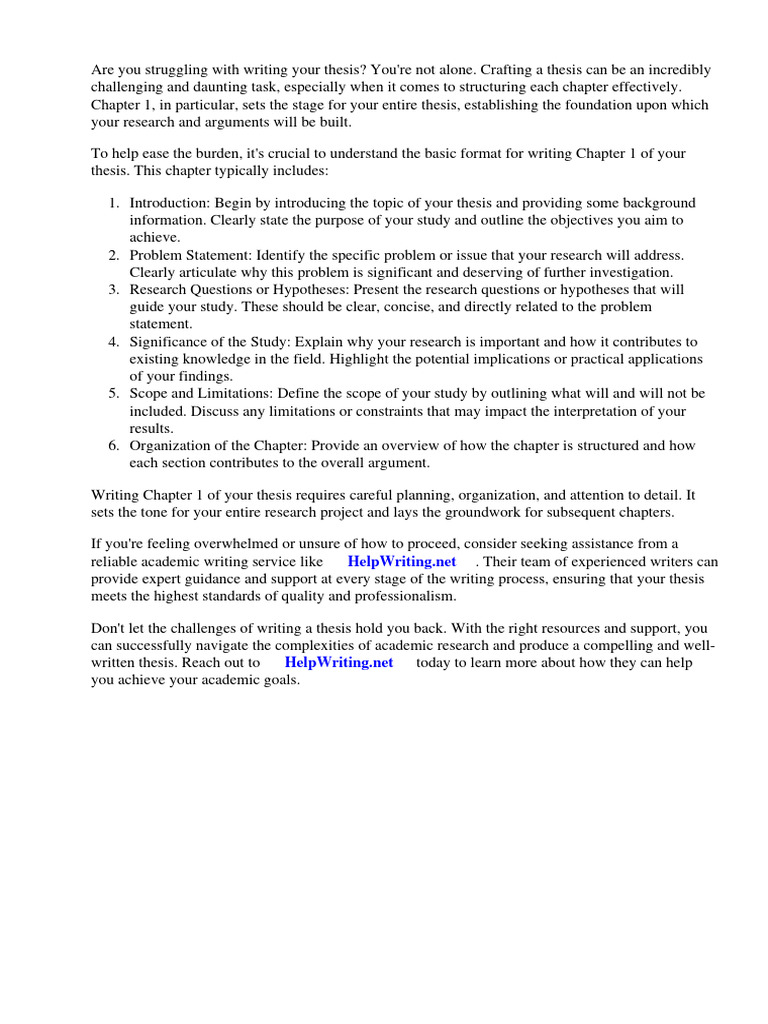 How To Write Chapter 1 of A Thesis Basic Format | PDF | Business