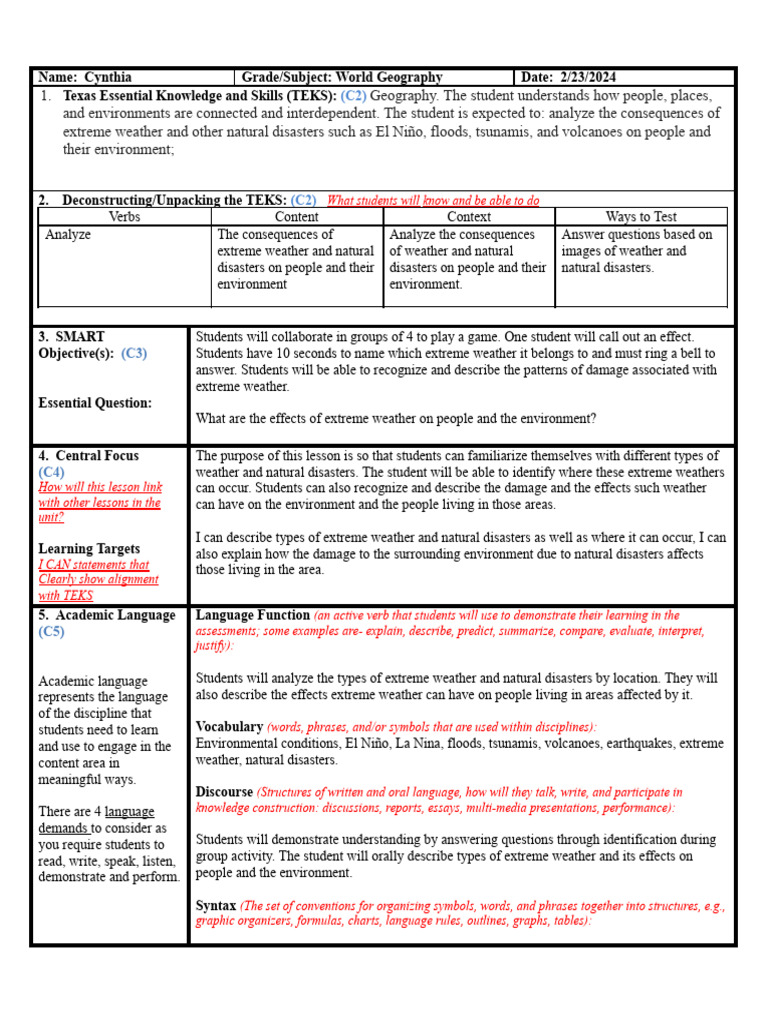 Cynthias LPG Delivery Plan - 2024 | PDF | Learning | Vocabulary