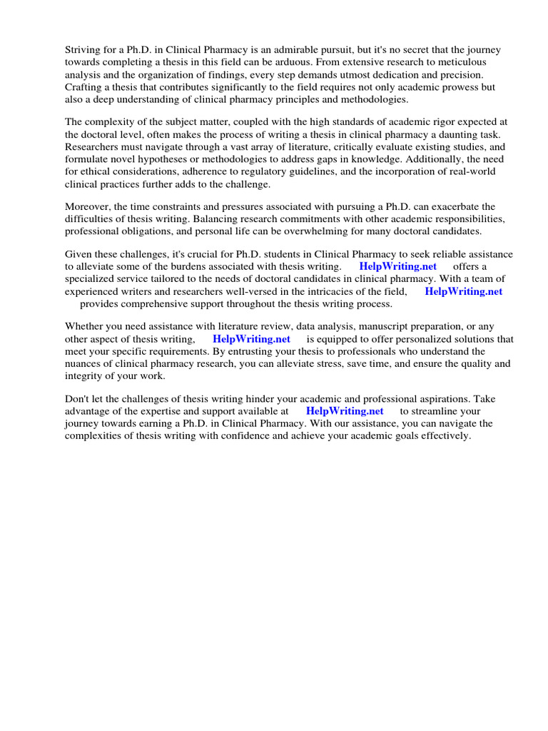 PHD Thesis Clinical Pharmacy | PDF | Wellness