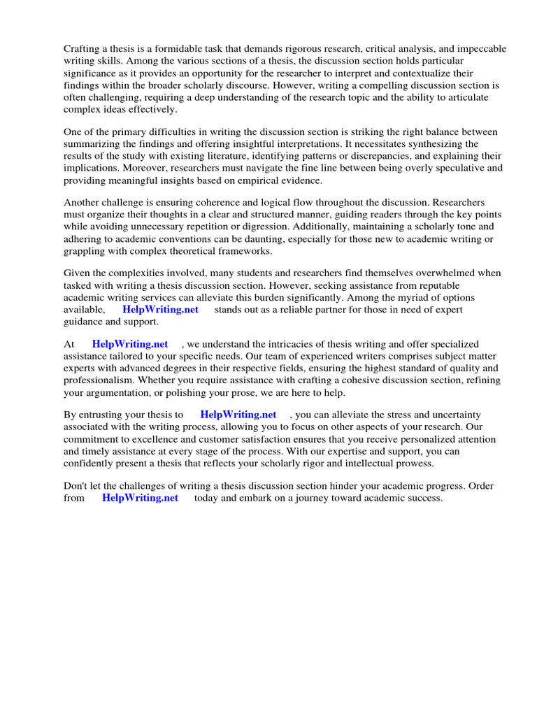 How To Write A Thesis Discussion Section | PDF