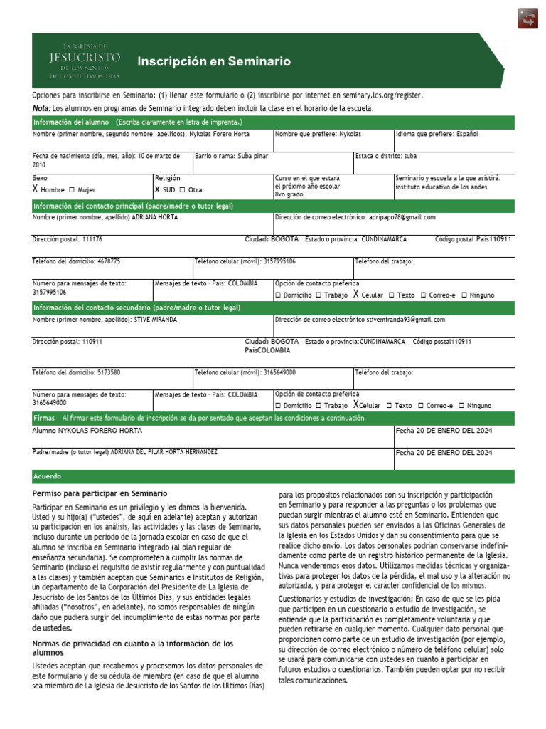 Inscripción Seminario para Estudiantes SUD | PDF