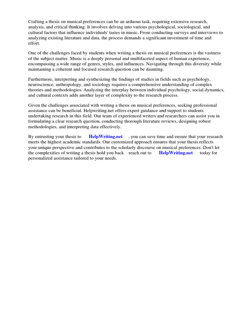 Musical Preferences Thesis | PDF | Methodology | Psychology