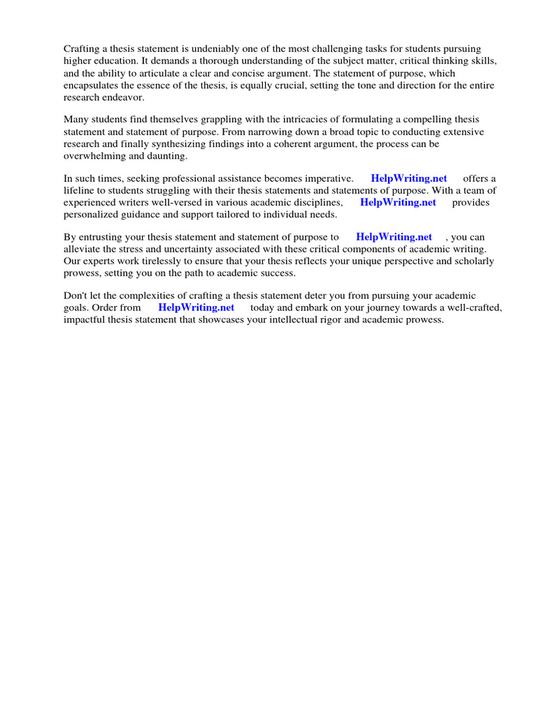 Statement of Purpose Thesis Examples | PDF