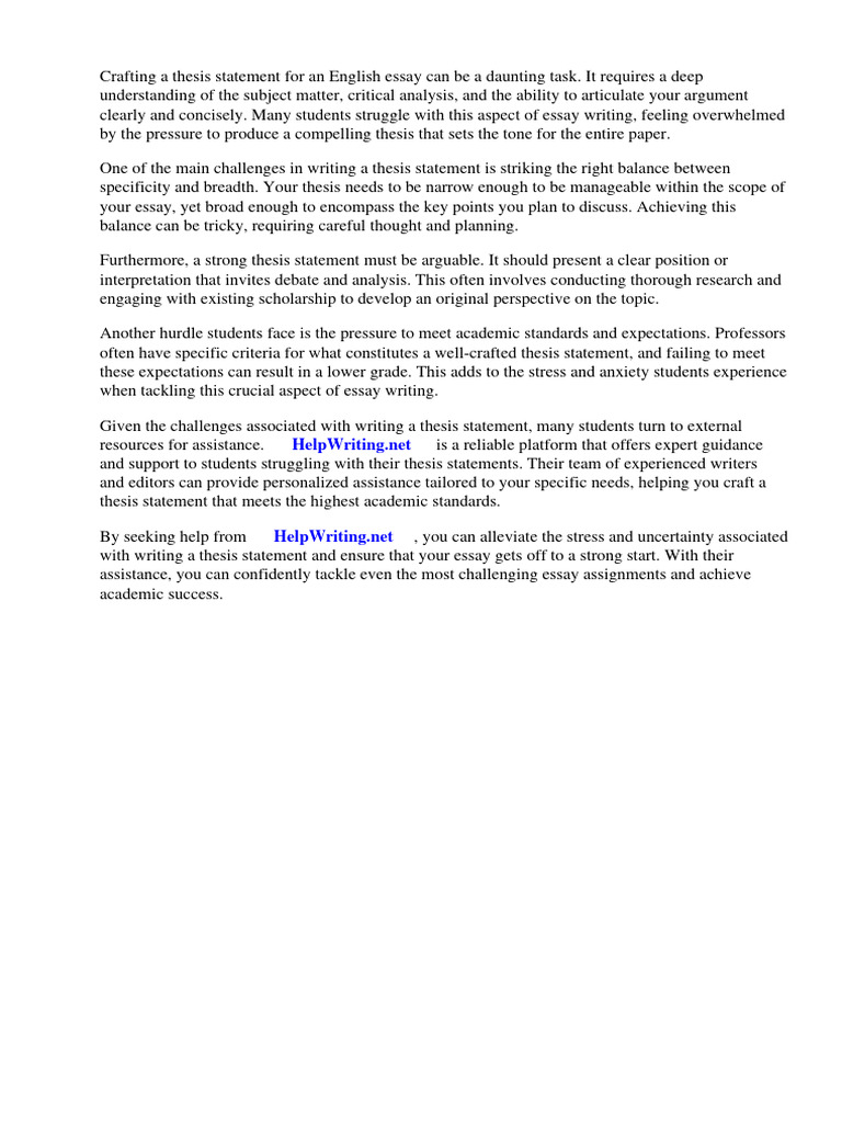 How To Write An English Thesis Statement For An Essay | PDF