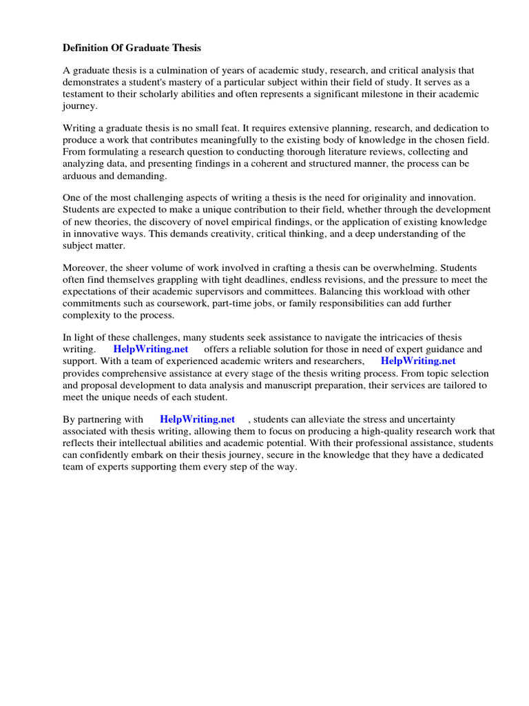 Definition of Graduate Thesis | PDF | Thesis | Doctor Of Philosophy