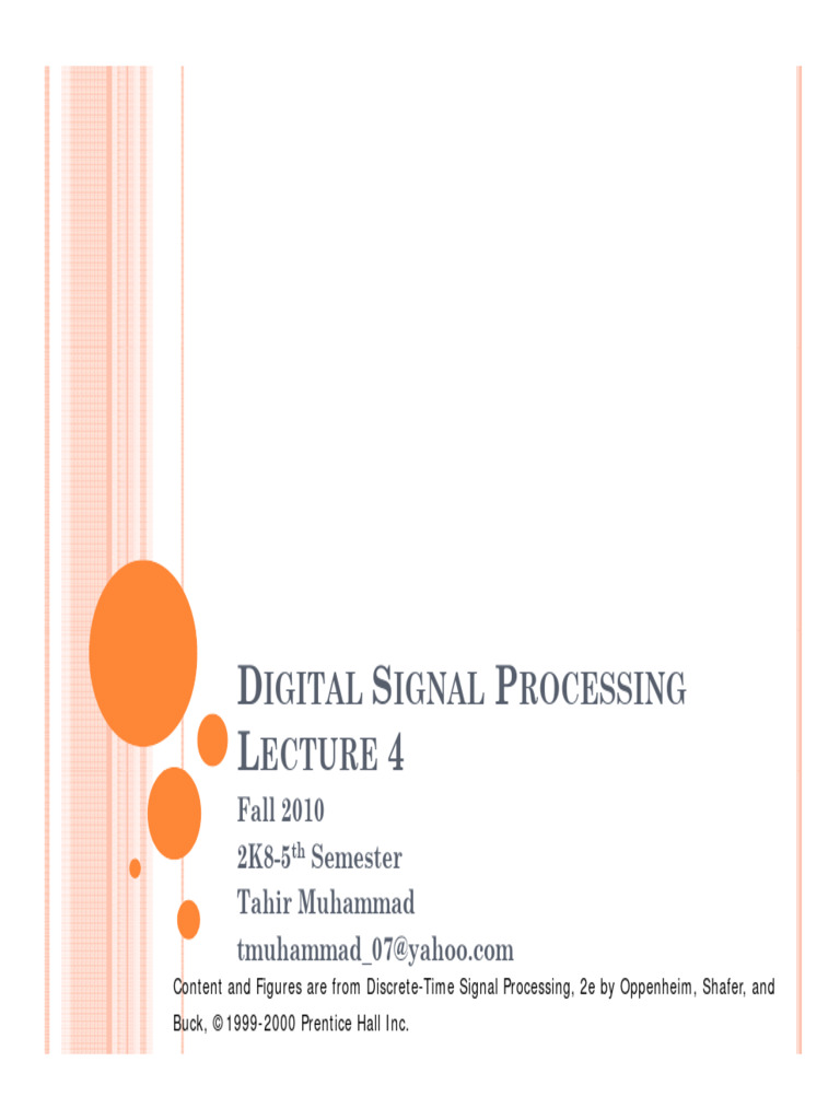 Lecture4 DSP | PDF | Digital Signal Processing | Algorithms