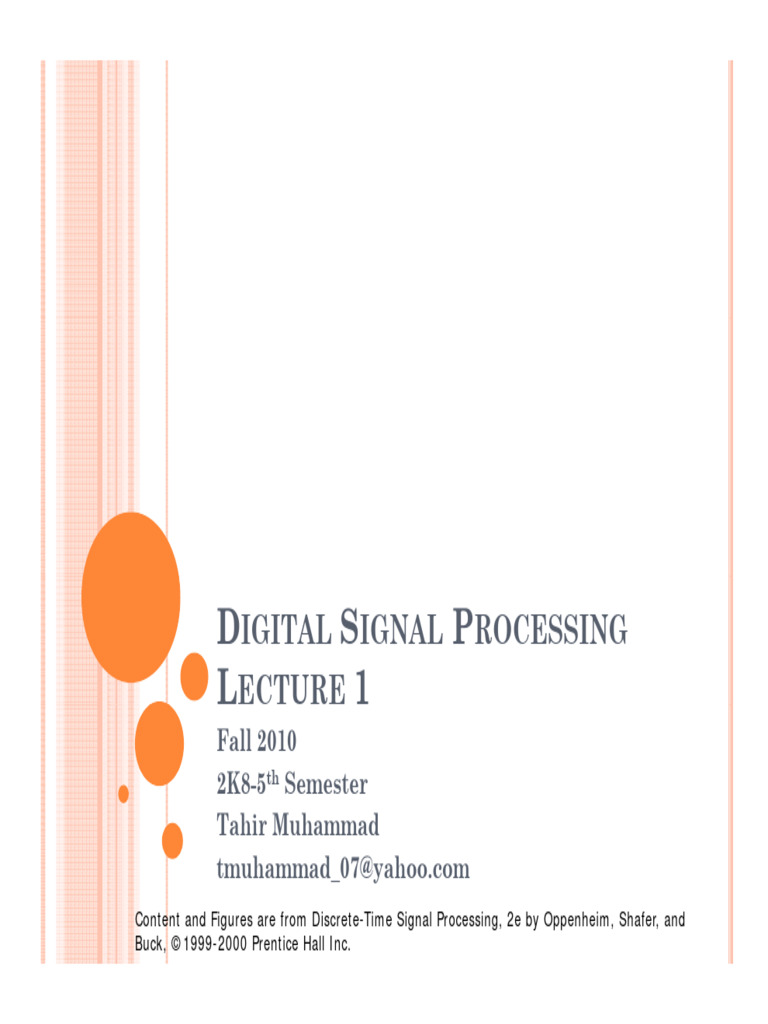 Lecture1&2 DSP | PDF | Discrete Time And Continuous Time | Digital ... Lecture1&2 DSP | PDF | Discrete Time And Continuous Time | Digital ...