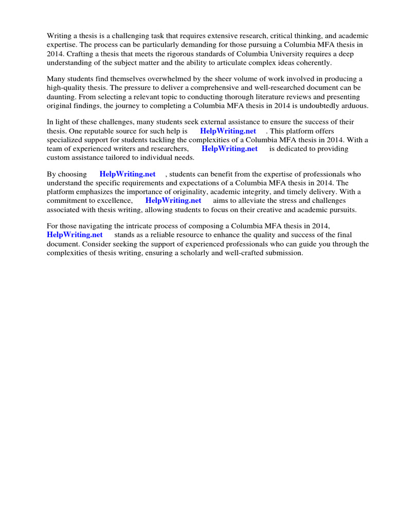 Columbia Mfa Thesis 2014 | PDF