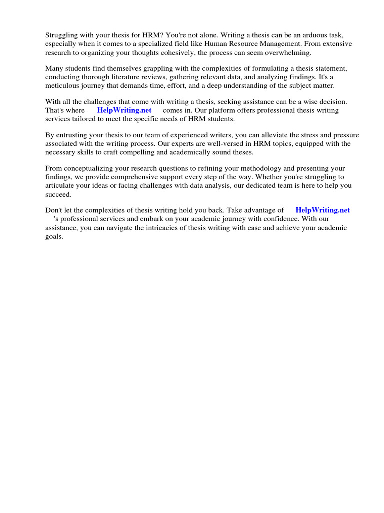 Thesis For HRM Students | PDF | Human Resource Management | Thesis
