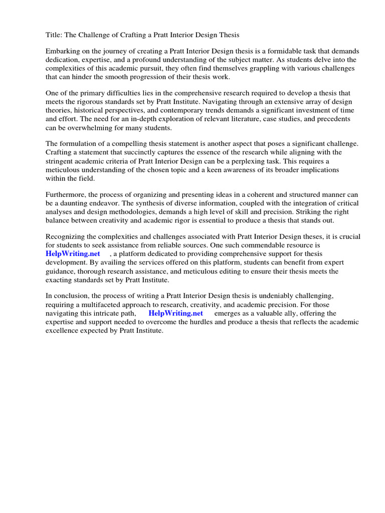 Pratt Interior Design Thesis Guide | PDF | Interior Design | Design