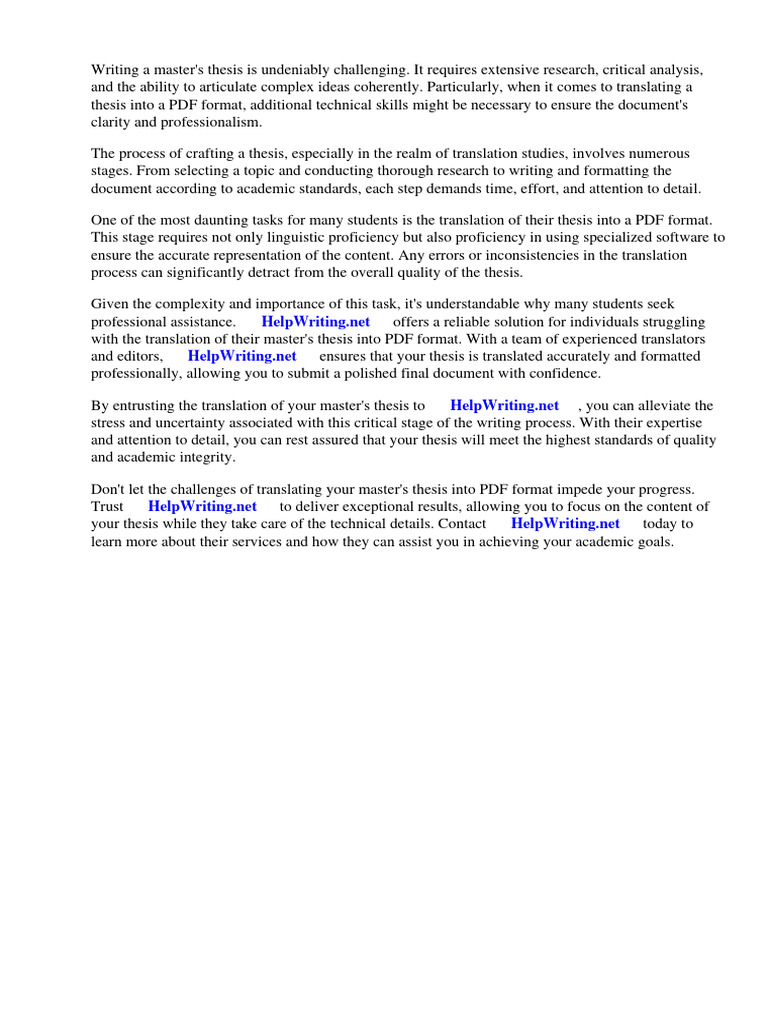 Ma Thesis Translation PDF | PDF | Thesis | Translations