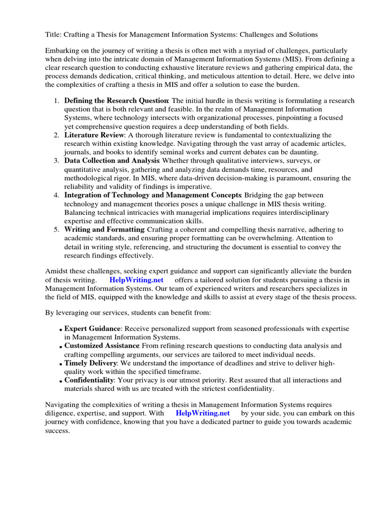 Sample Thesis For Management Information System | PDF