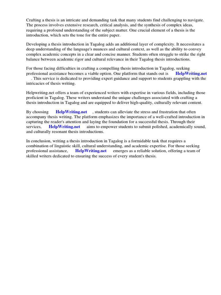 Thesis Sample Introduction Tagalog | PDF