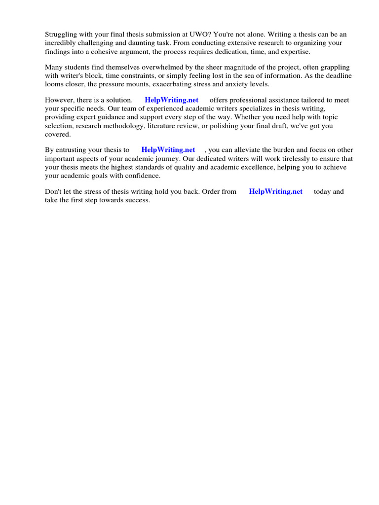 Final Thesis Submission Uwo | PDF