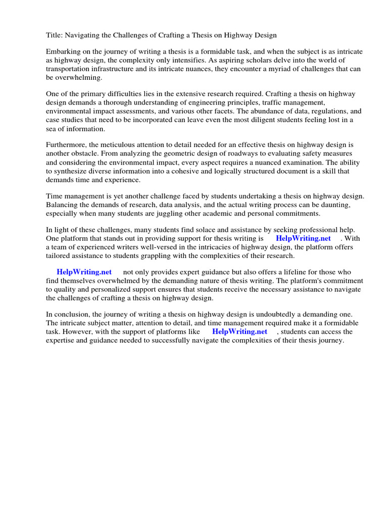 Thesis On Highway Design | PDF