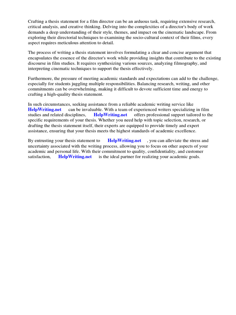 Thesis Statement For Film Director | PDF
