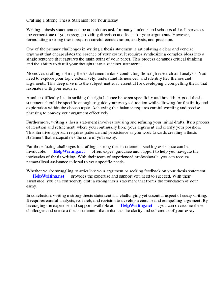 How to Write a Strong Thesis Statement | PDF | Career & Growth | Self ...