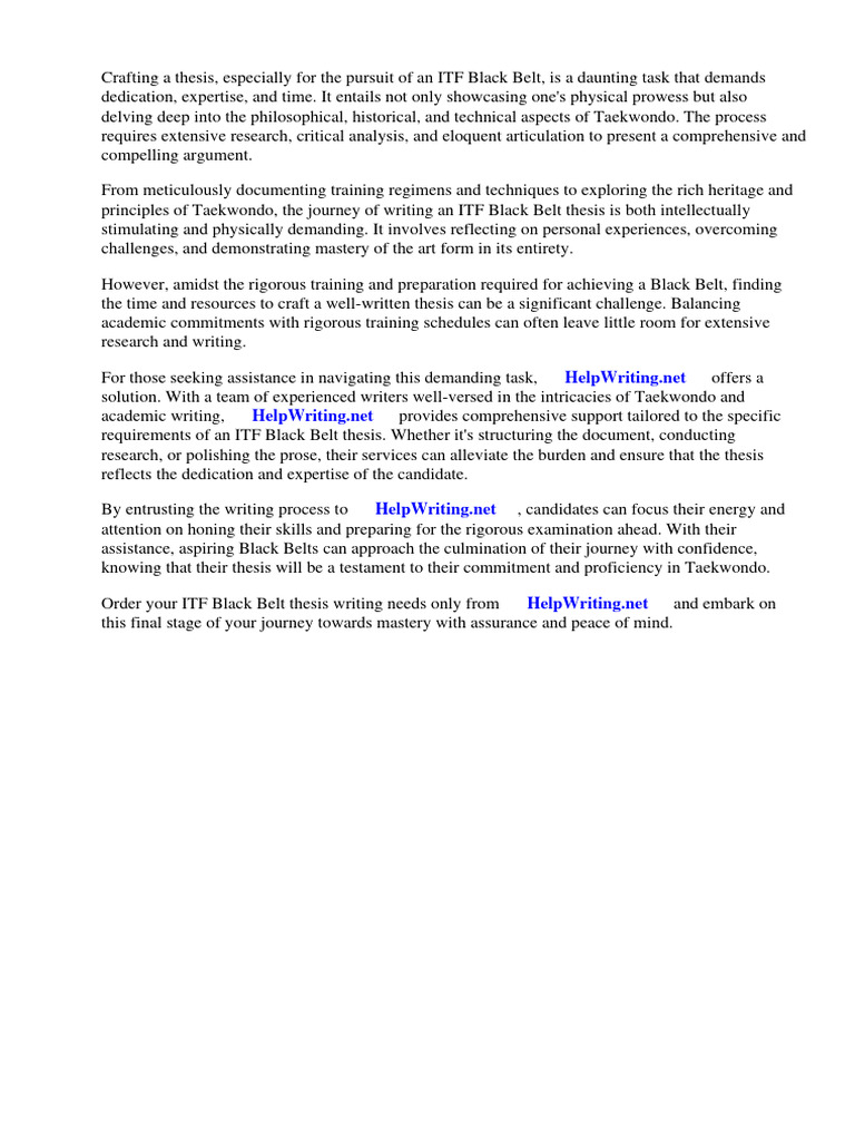 Itf Black Belt Thesis | PDF