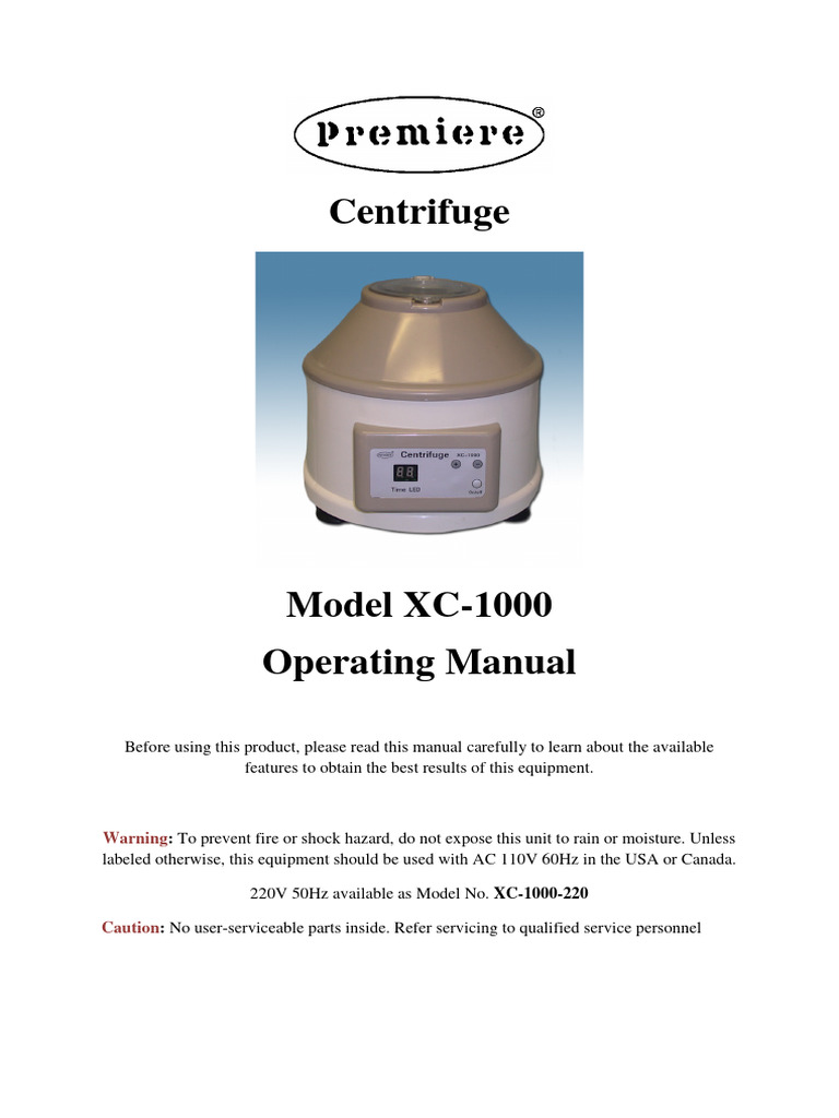 XC 1000 | PDF | Centrifuge | Occupational Safety And Health