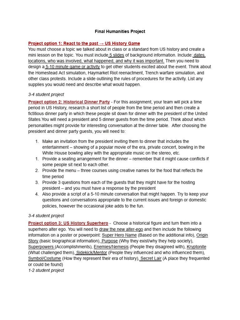 Humanities Final Project 1 | PDF