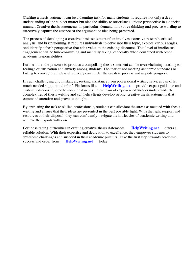Creative Thesis Statements | Download Free PDF | Essays | Thesis