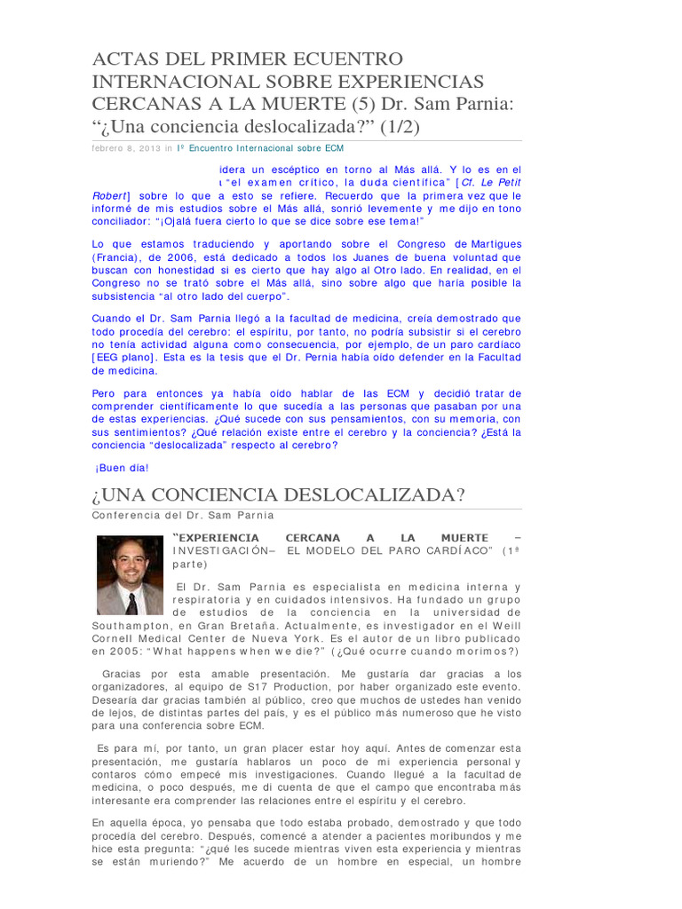 Dr. Sam Parnia y las ECM: Investigación y Testimonios | PDF | Muerte ...