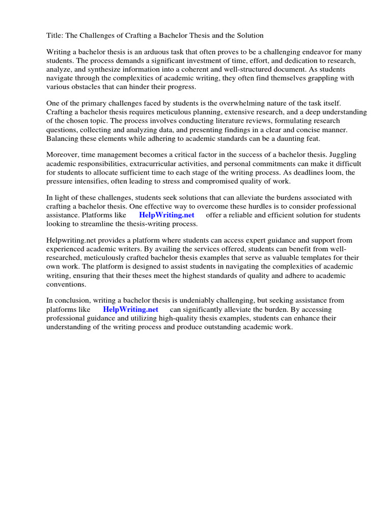 Bachelor Thesis Examples | PDF