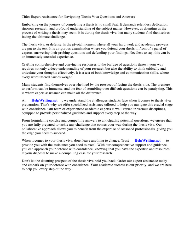 Thesis Viva Questions and Answers | PDF