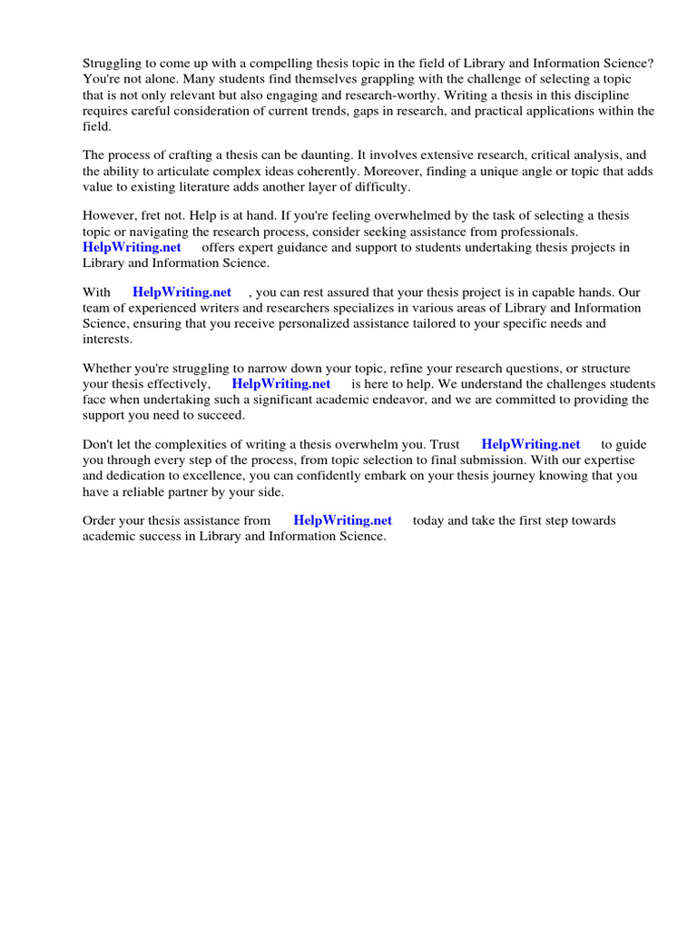 Thesis Topics On Library and Information Science | PDF | Libraries | Thesis