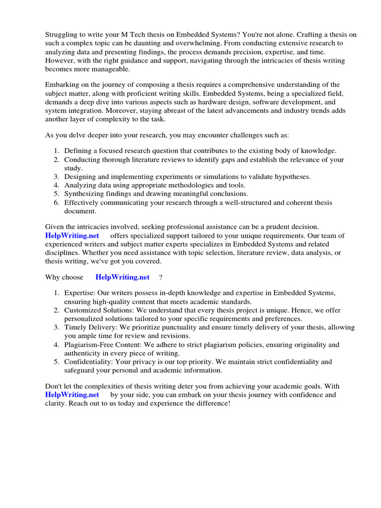 M Tech Thesis Topics in Embedded Systems | PDF | Embedded System | Expert