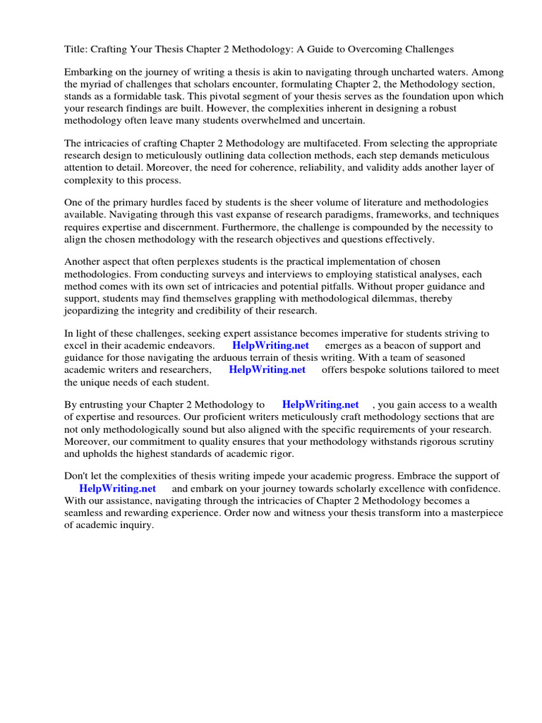 Example Thesis Chapter 2 Methodology | PDF