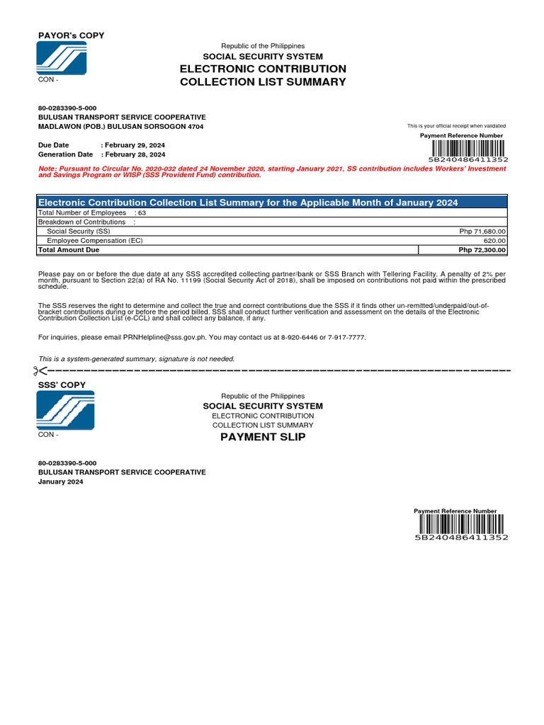 Electronic Contribution Collection List Summary | PDF